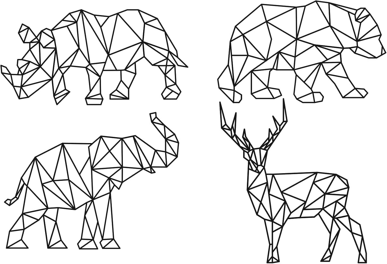Geometric Rhinoceros Wall Sticker Bear Stickers Modern Elephant Home ...