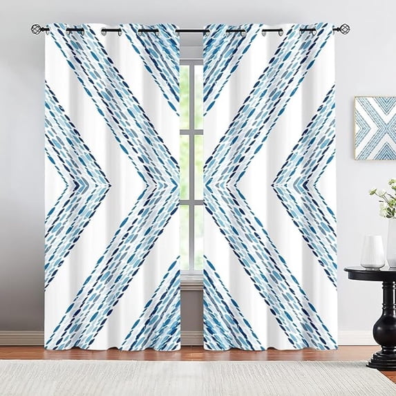 Geometric Rhombus Pattern Curtains For Bedroom, Ethnic Watercolor ...