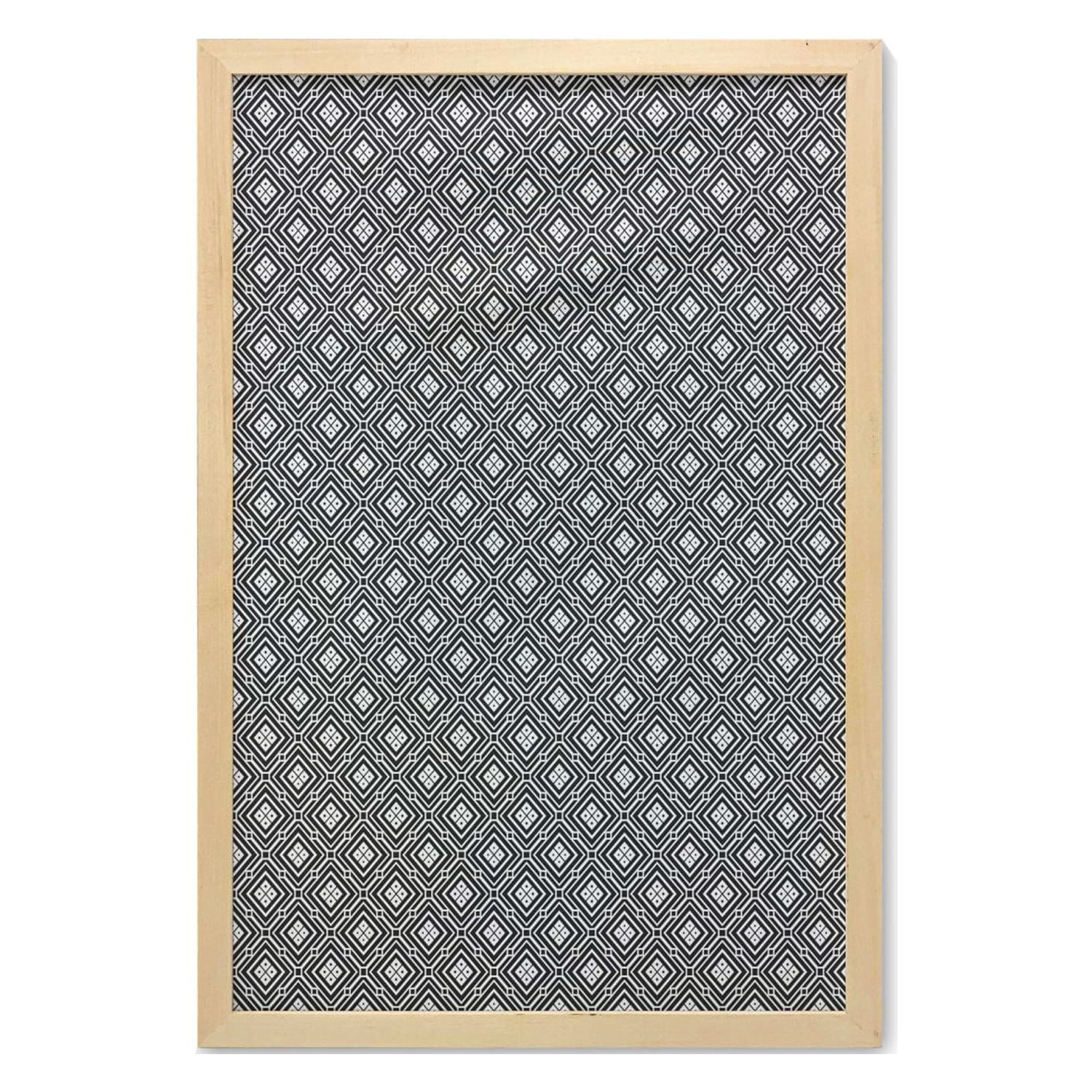 Geometric Rhombus Wall Art with Frame, Monochromatic Retro Repetition ...