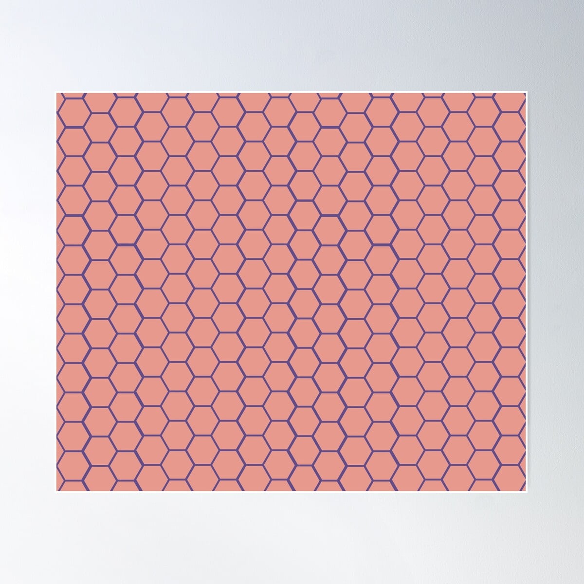 Geometric Robust Purple On Warm Pink Hexagon Pattern Poster Wall Art ...
