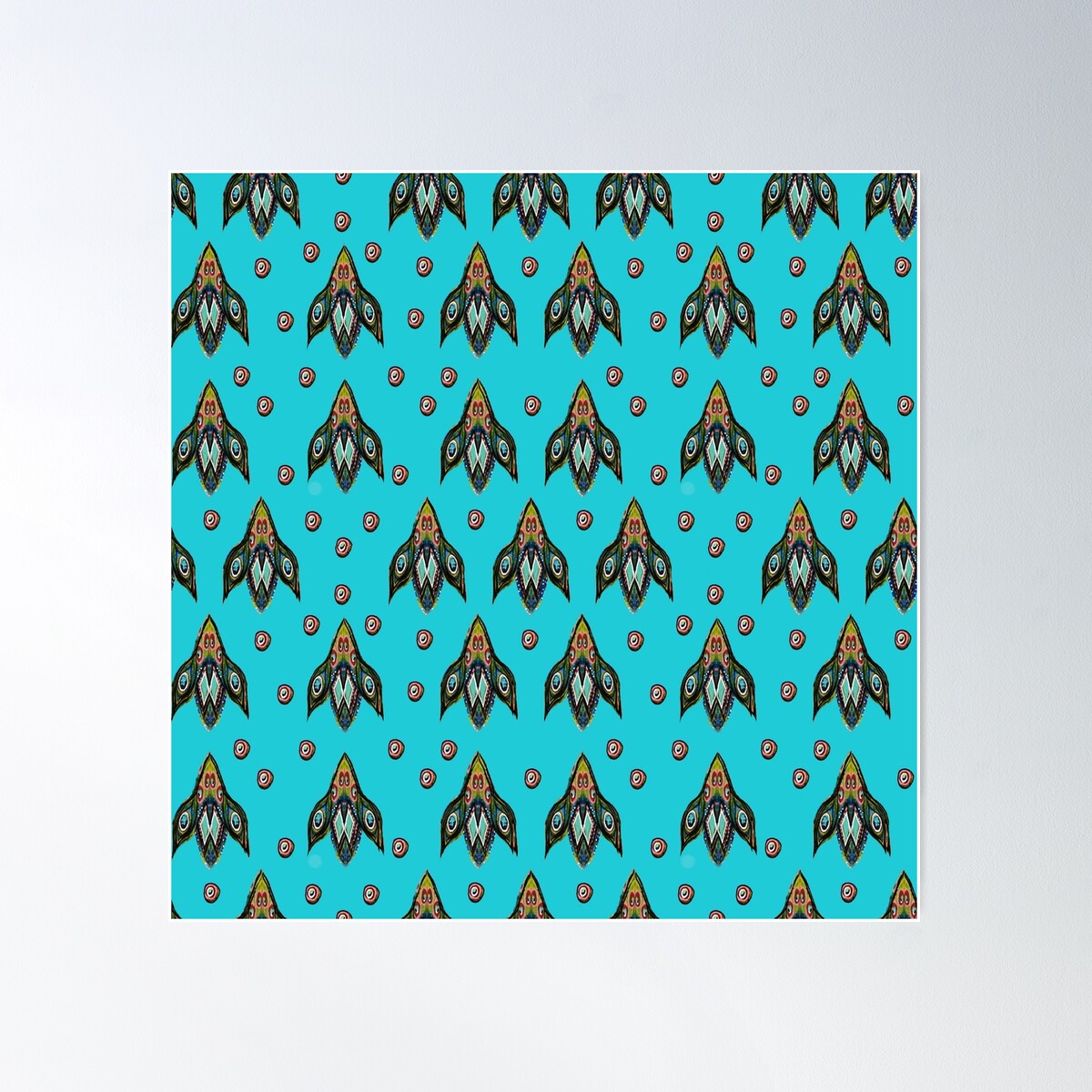 Geometric Rockets Poster Wall Art, Modern Wall Decor For Living Room ...