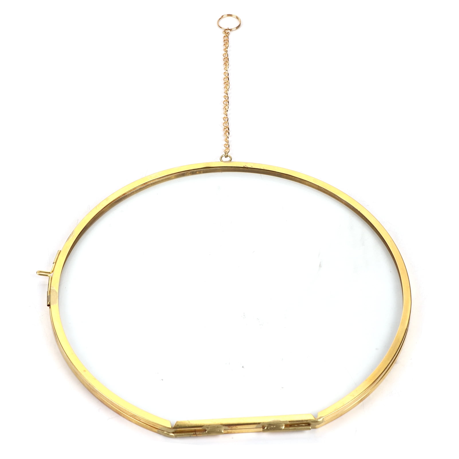 Geometric Round Glass Wall Hanging Display Clip with Copper Edge for ...