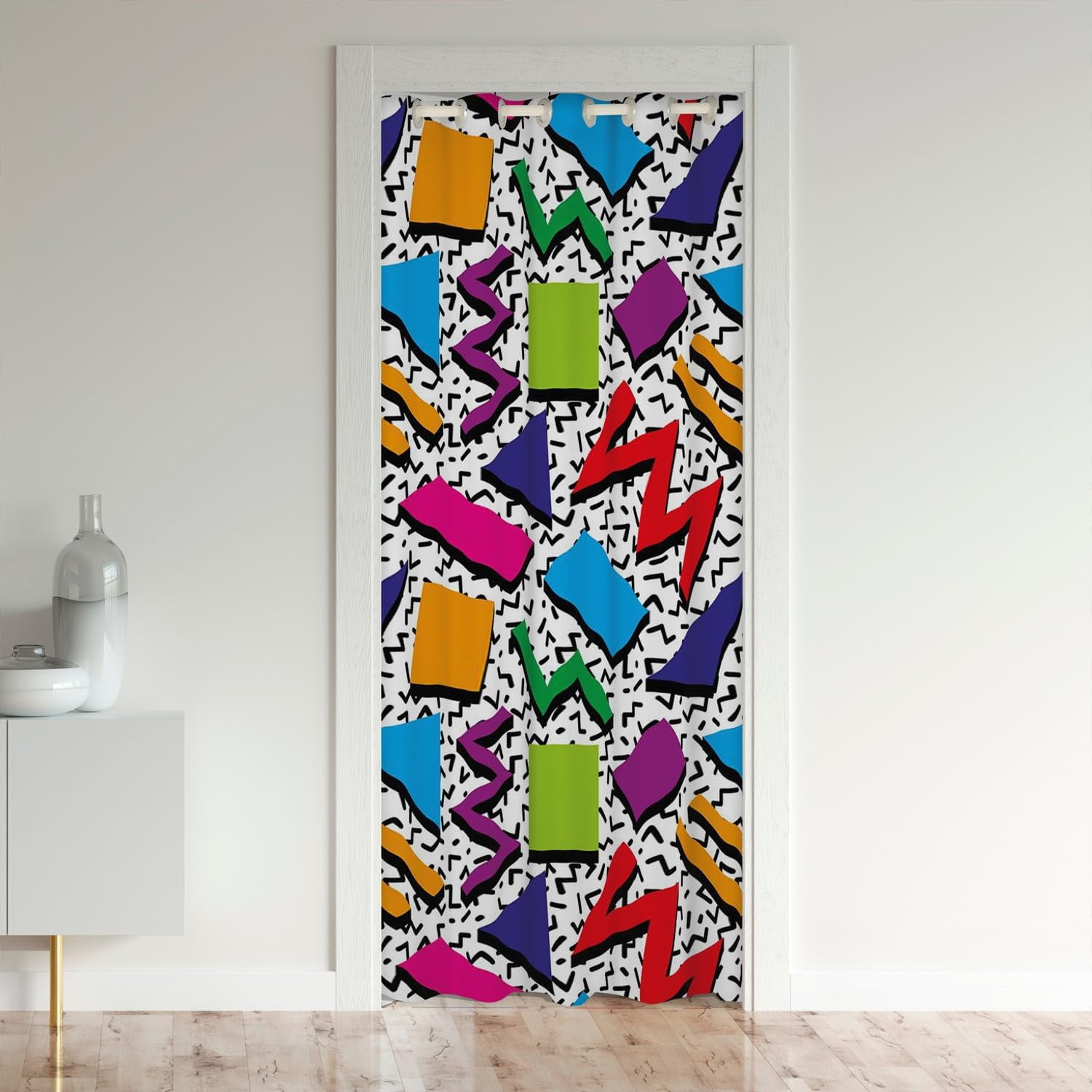 Geometric Round Triangle Shapes Artwork Door Curtains Privacy Nor for ...