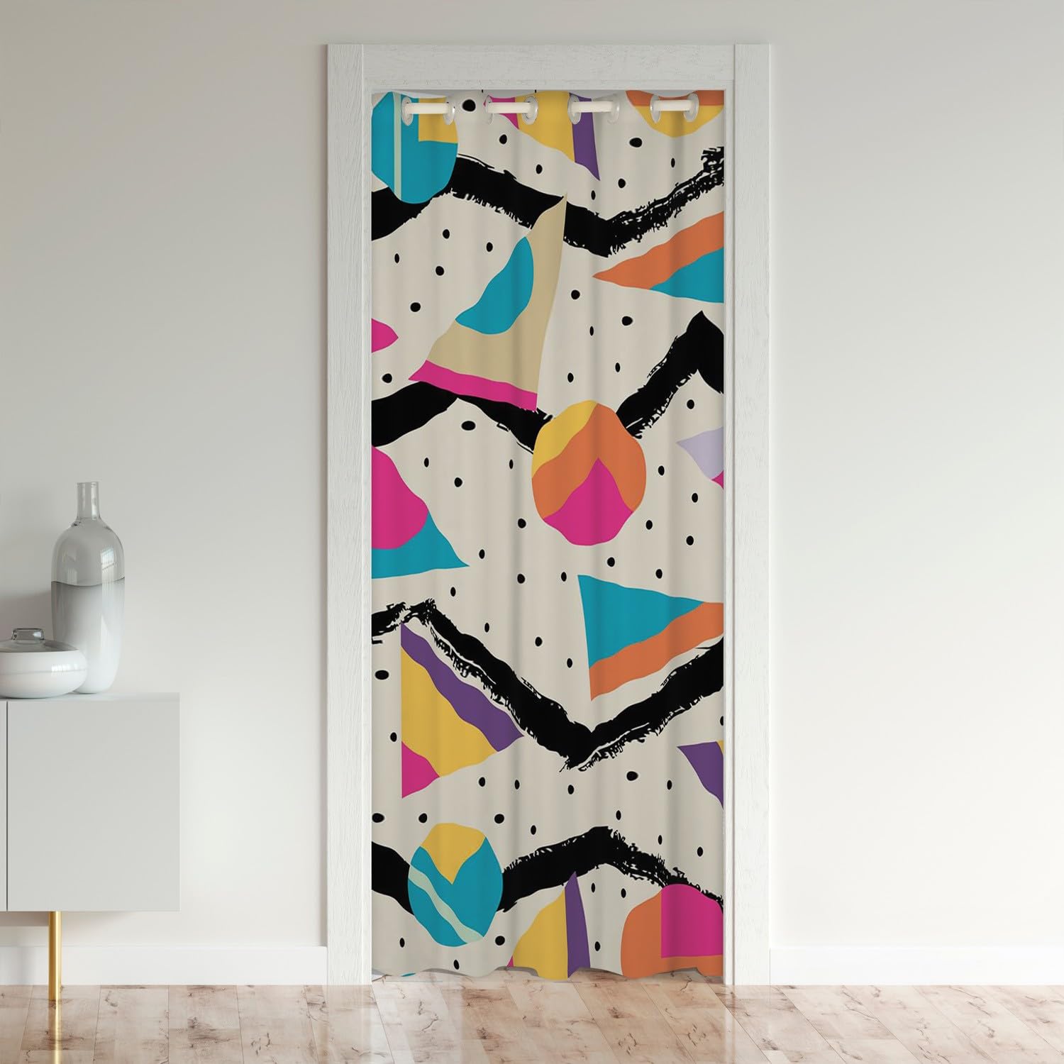 Geometric Round Triangle Shapes Artwork Door Curtains Privacy Noren for ...