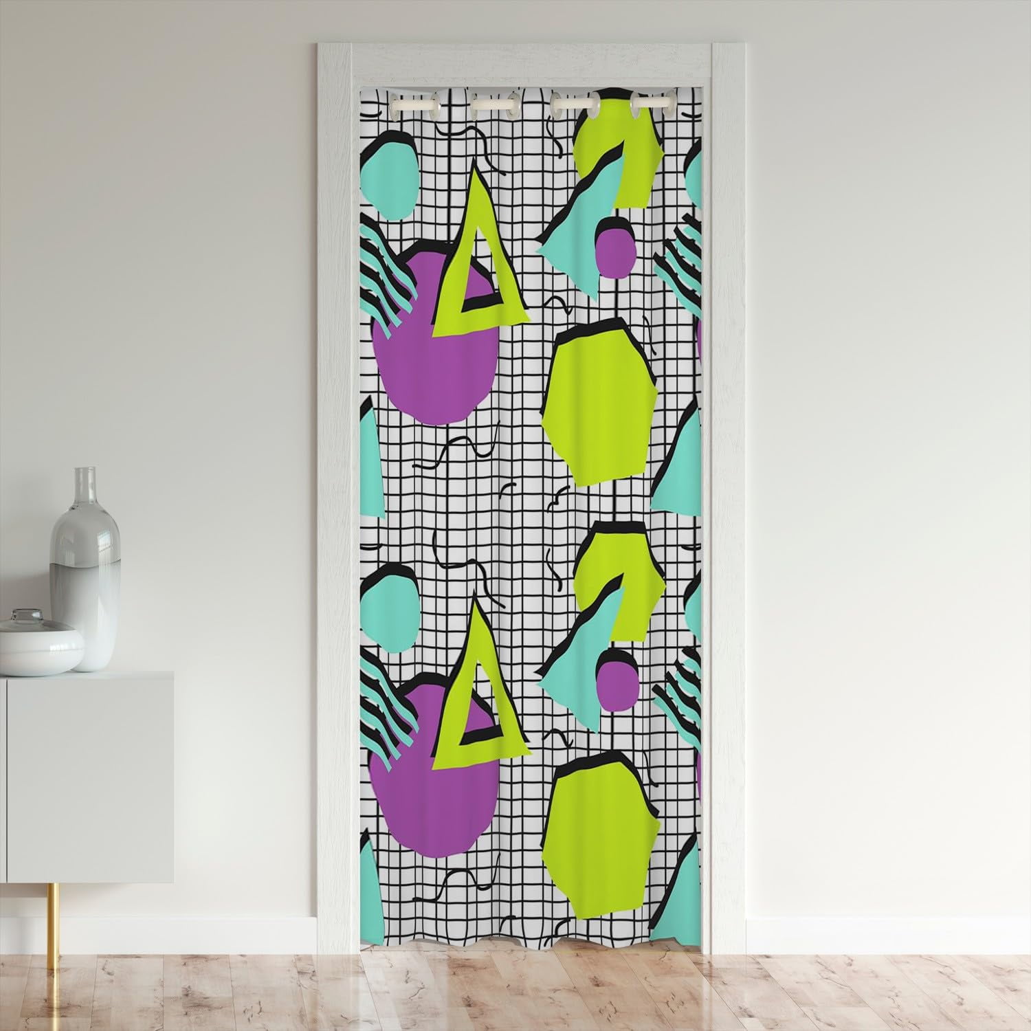 Geometric Round Triangle Shapes Artwork Door Curtains Privacy Noren for ...