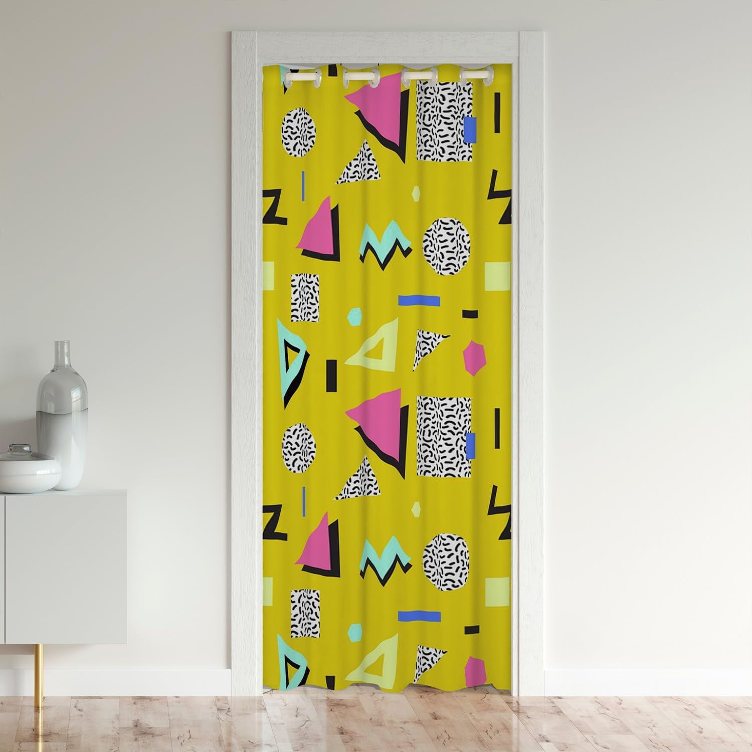 Geometric Round Triangle Shapes Artwork Door Curtains Privacy Noren for ...