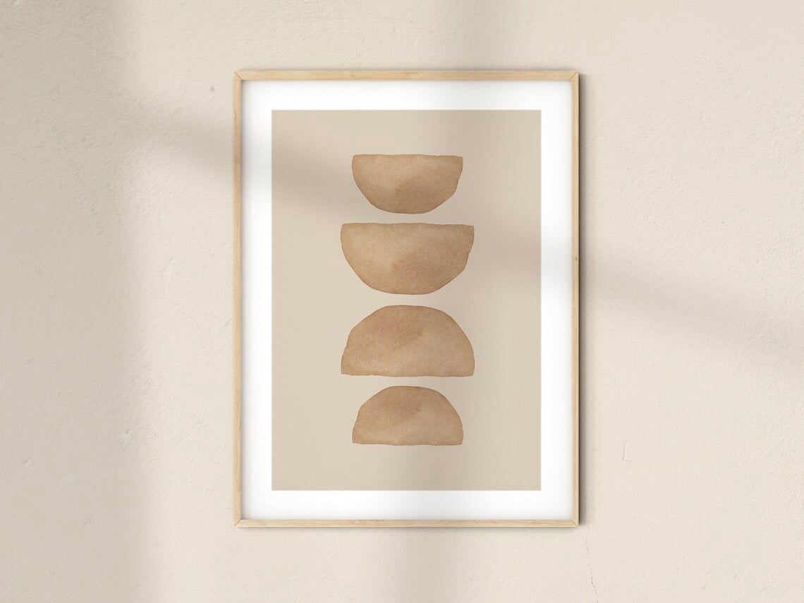 Geometric Semicircle Shapes Boho Mid Century Modern Decor, Unframed ...