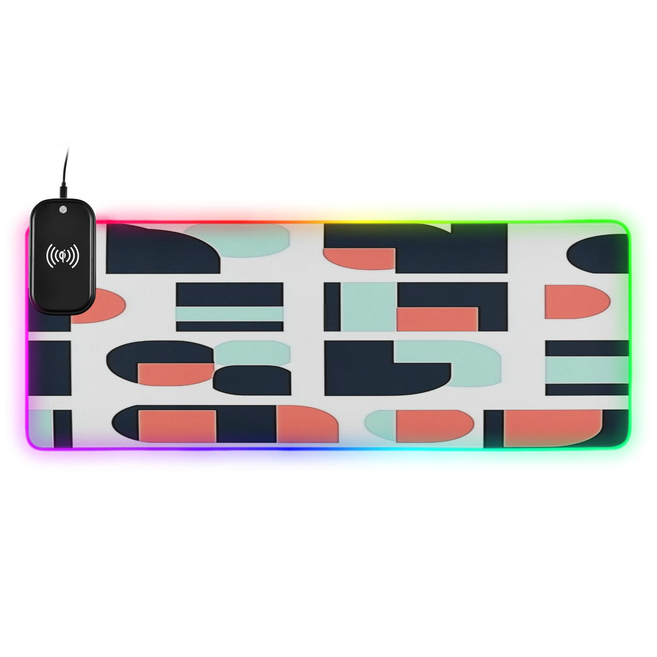 Geometric Shape Design Large RGB Gaming Mouse Pad with Fast Wireless ...