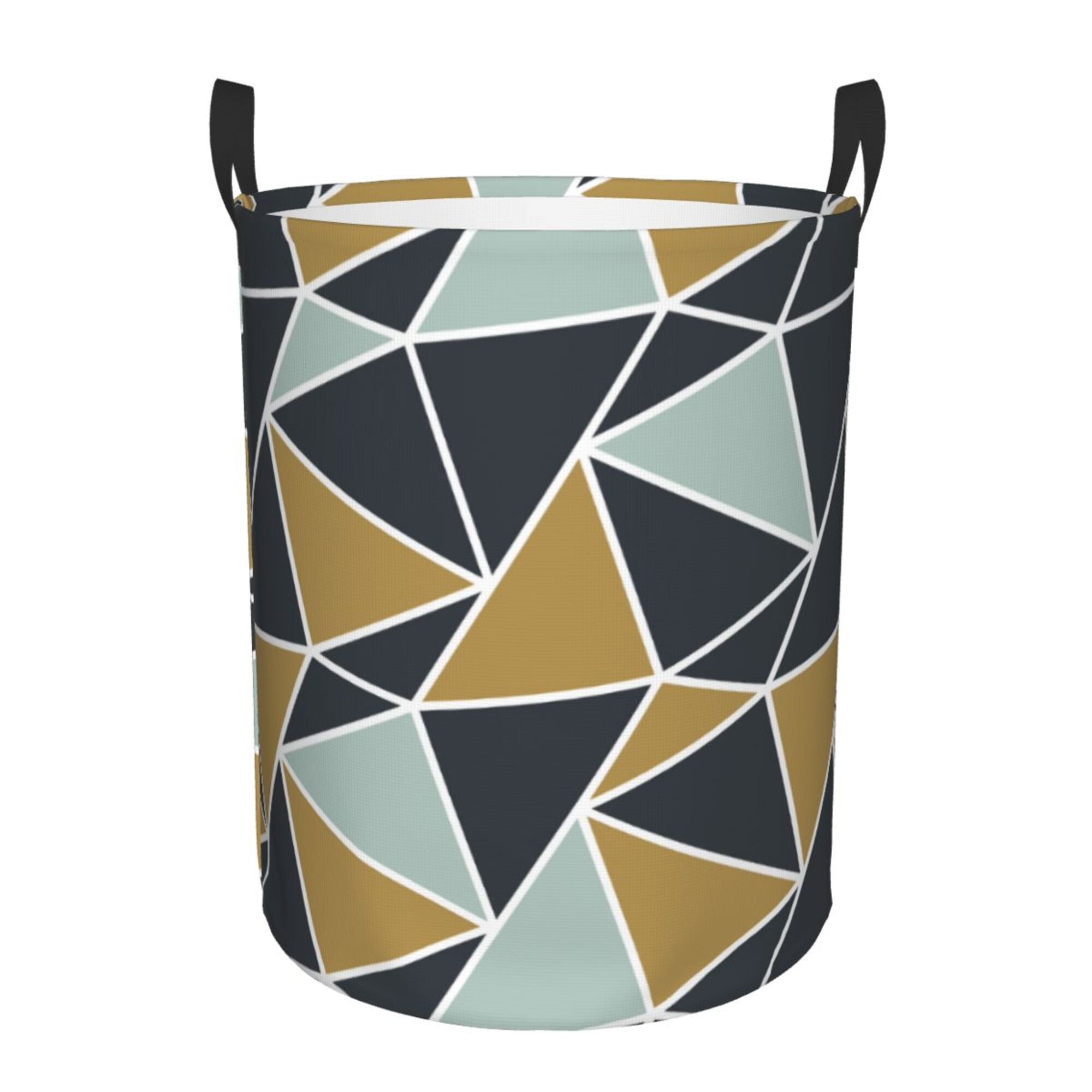 Geometric Shape Patterns Circular Laundry Basket (With Handle ...