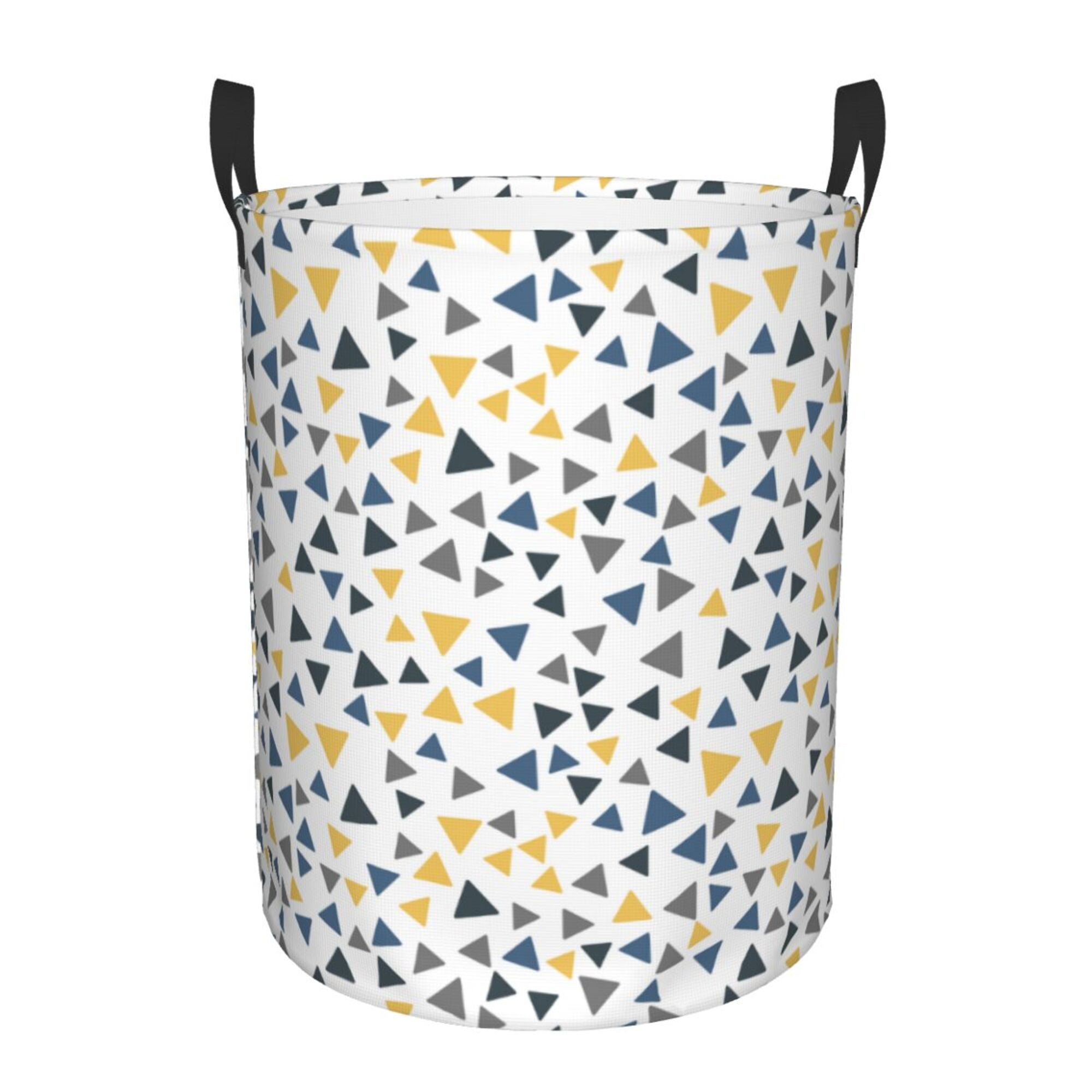 Geometric Shape Patterns Circular Laundry Basket (With Handle ...