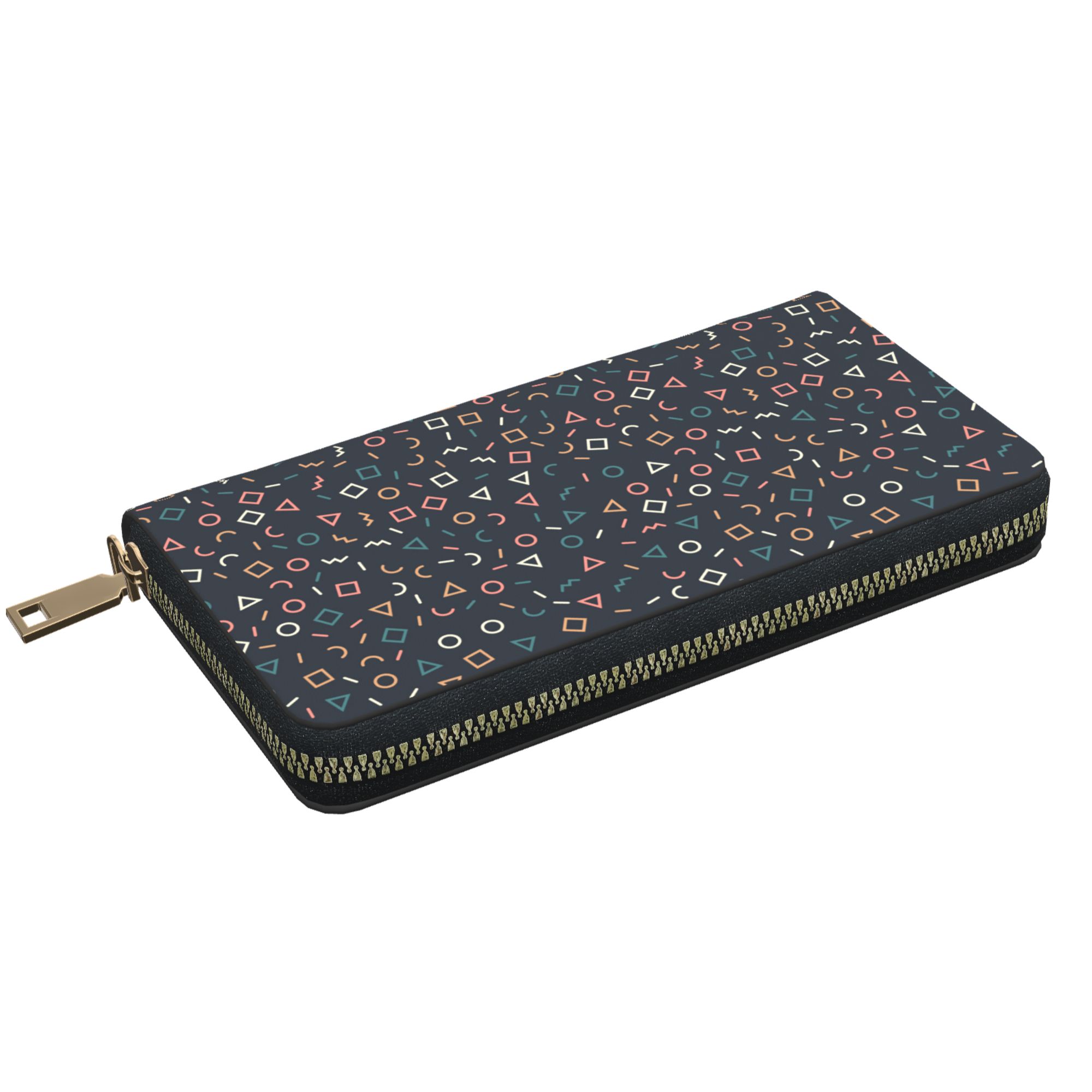 Geometric Shape Patterns For Women Leather Zip Phone Clutch Pu Clutch ...