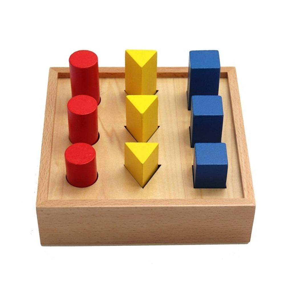 Geometric Shape Wood Puzzle Plugging Toy for Toddler Fine Motor Skill ...