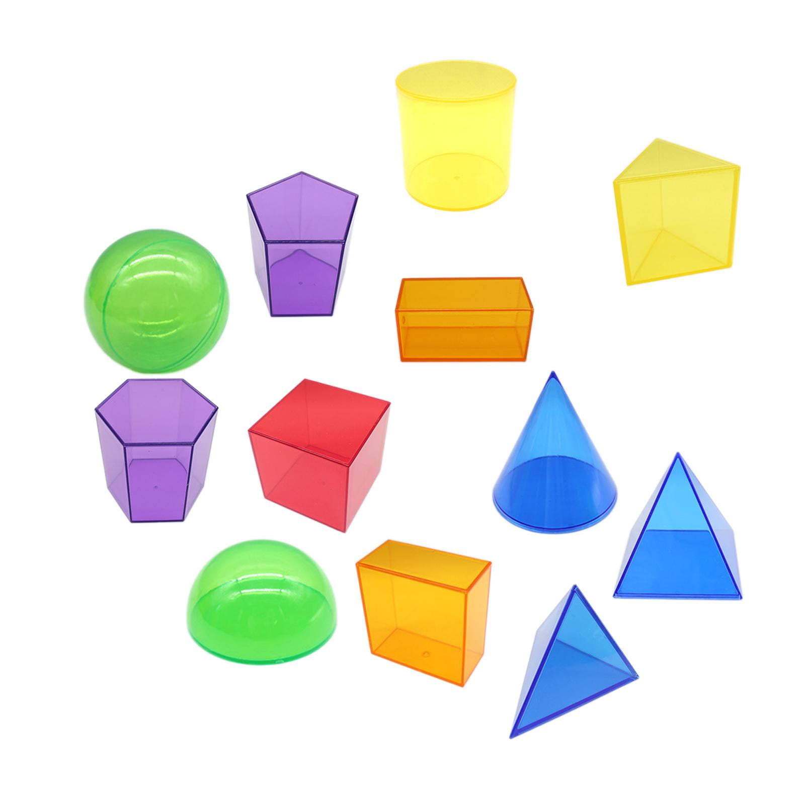 Geometric Shapes Blocks Set Transparent 3D Shapes Educational Math ...