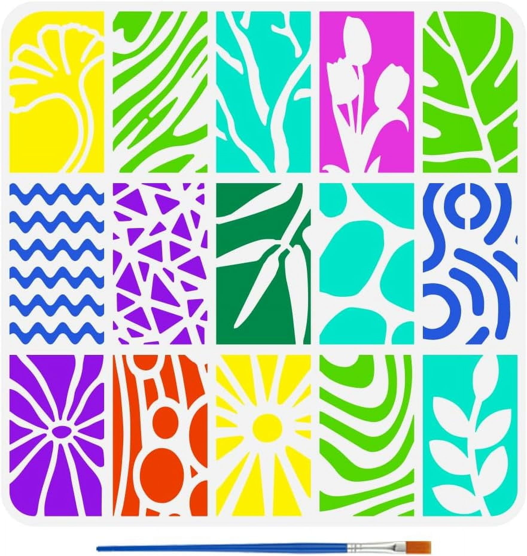 Geometric Shapes Drawing Stencil with A Paint Brush 11.8x11.8inch ...