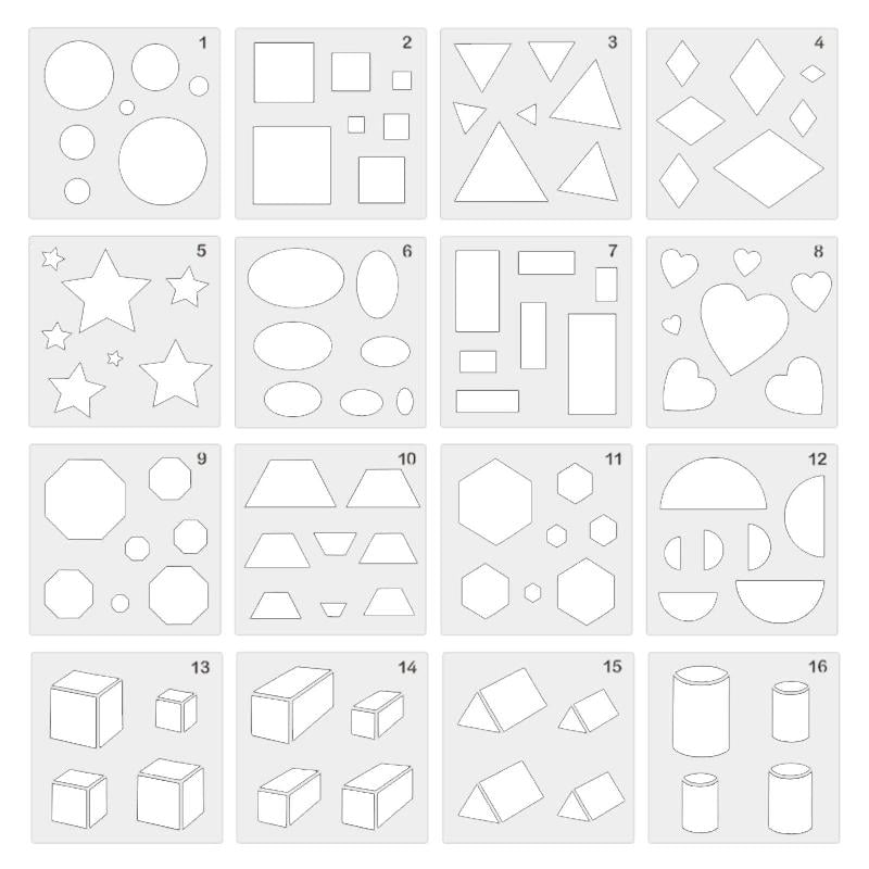 Geometric Shapes Stencils Drawing Templates Gifts Home Classroom Crafts ...