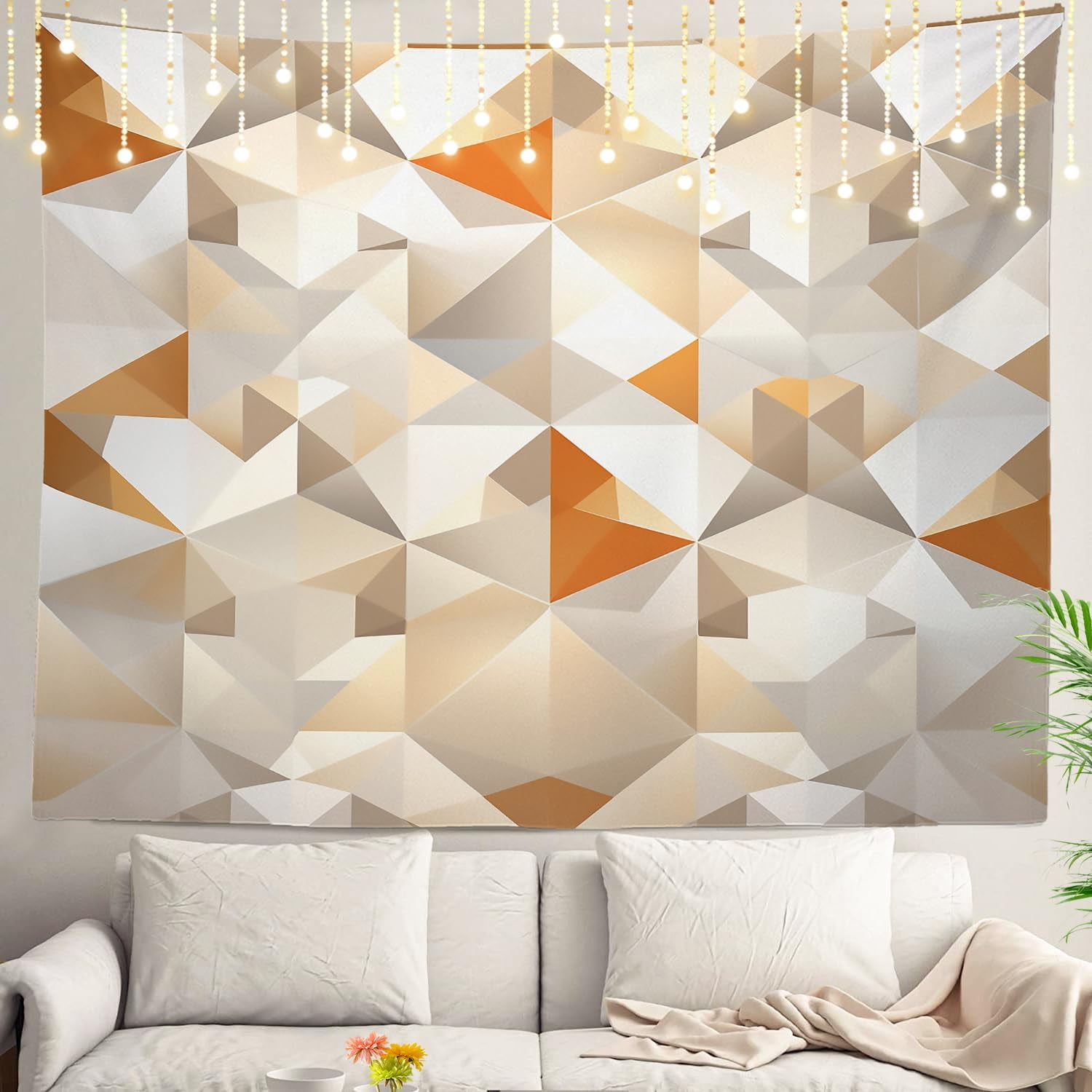 Geometric Shapes Wall Tapestry, Interlocking Polygons Wall Hanging ...