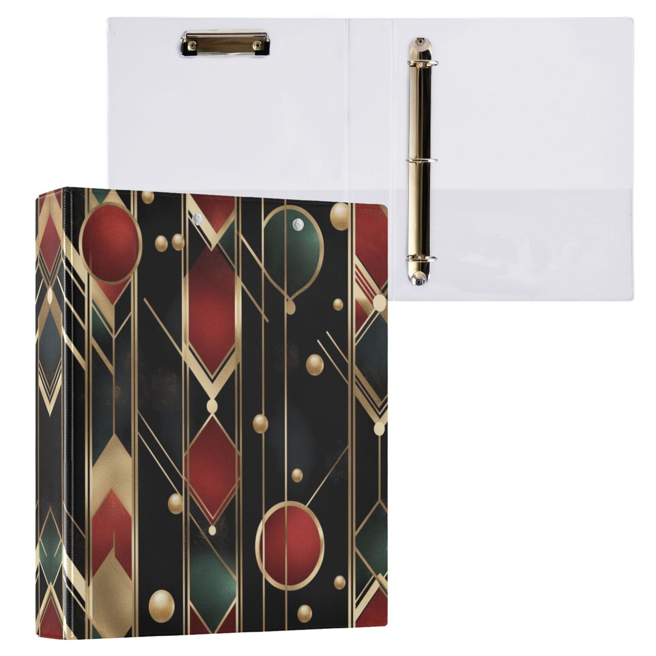 Geometric Shapes and Bold Lines 3 Ring Hardcover Binders 1.5in Round ...
