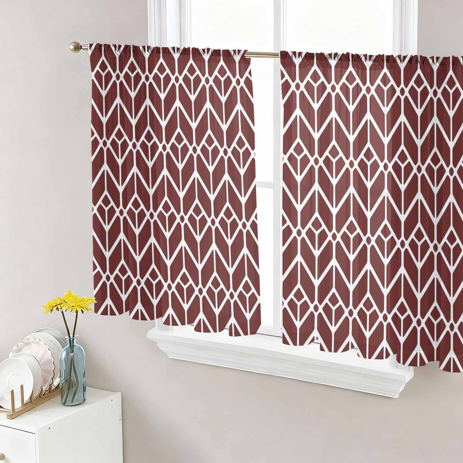 Geometric Sheer Curtains 45 Inch Length 2 Panels for Living Room ...