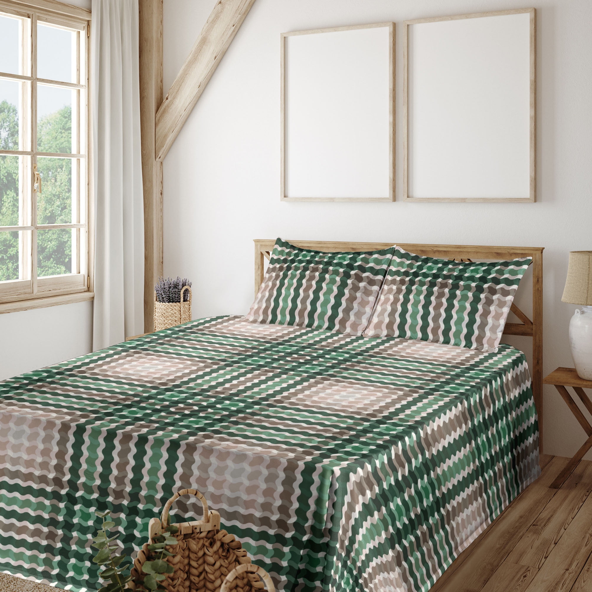 Geometric Sheet Set, Intersecting Vertical and Horizontal Wave Pattern ...