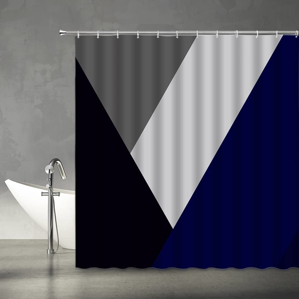 Geometric Shower Curtains Abstract Black White Gray Red Mid Century