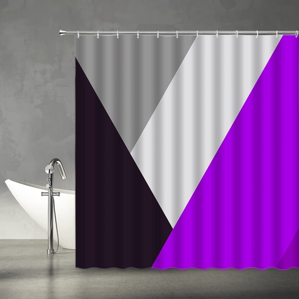 Geometric Shower Curtains Abstract Black White Gray Red Mid Century