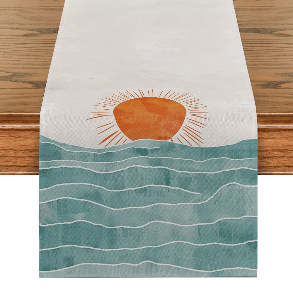 Geometric Simple Lines Sun Sea Table Runners Dresser Table r Reusable ...