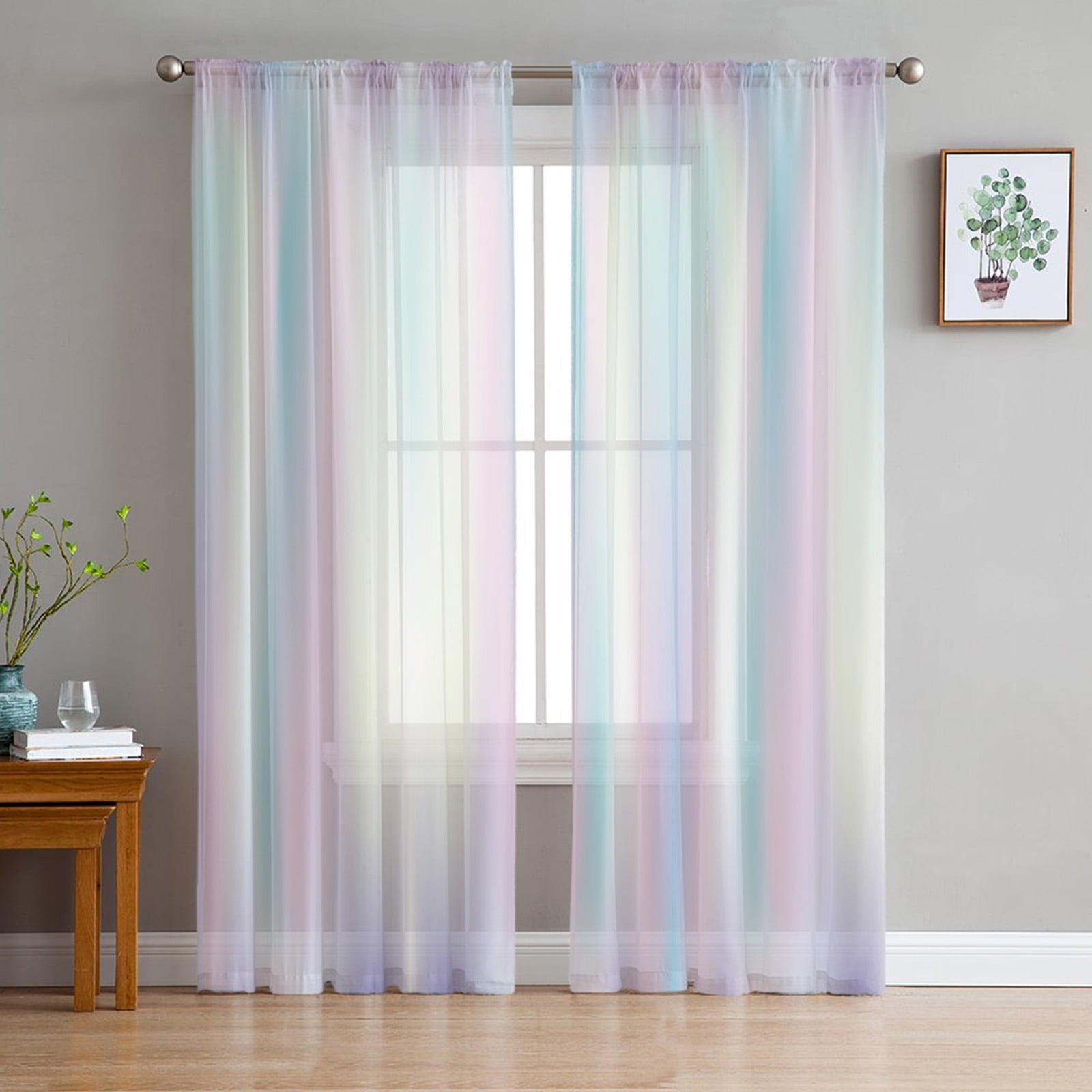 Geometric Simple Minimalist Tulle Sheer Curtains for Bedroom Kitchen ...