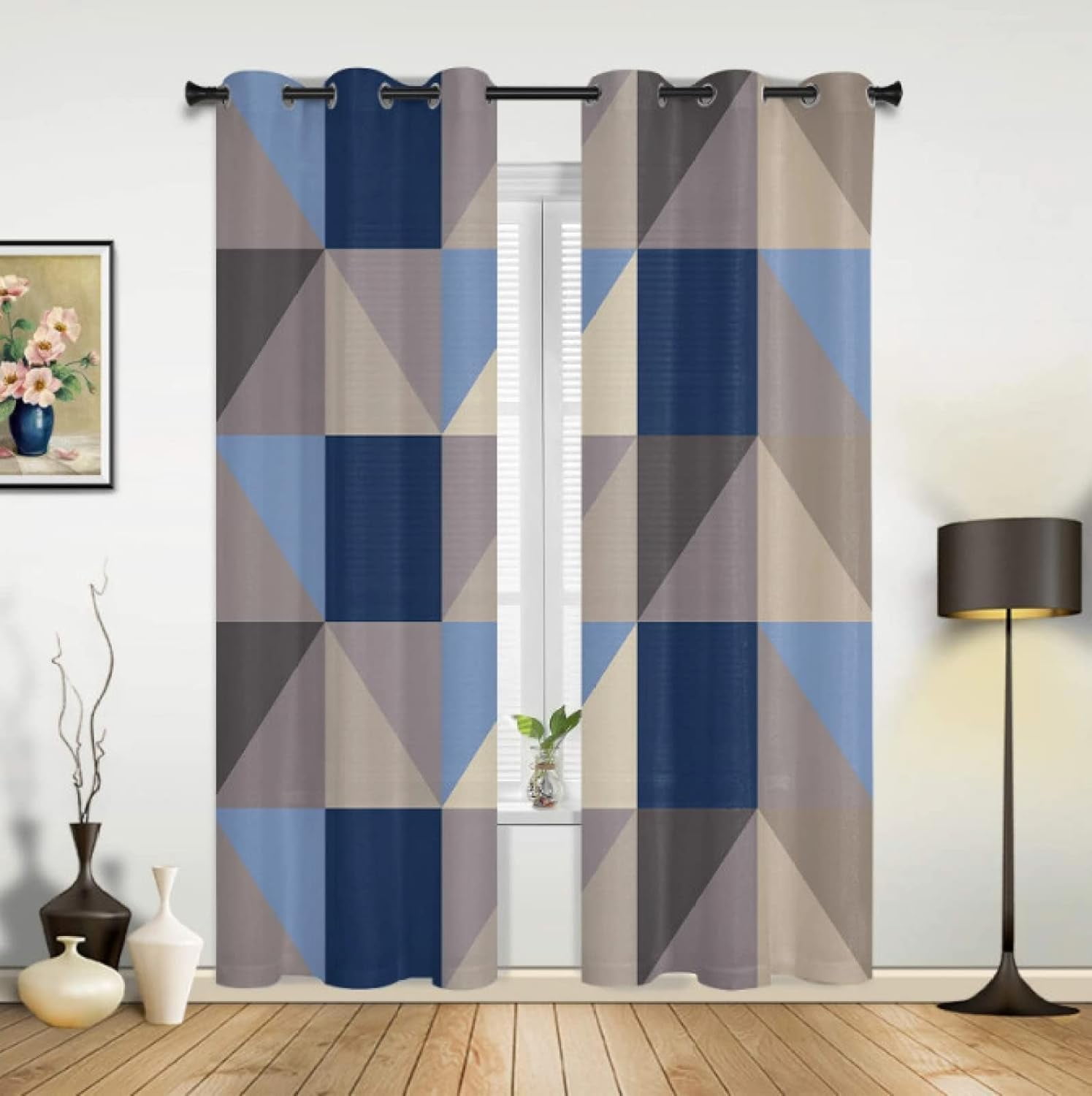 Geometric Simplicity Soft Window Curtain, Lattice Triangle 3D Valance ...
