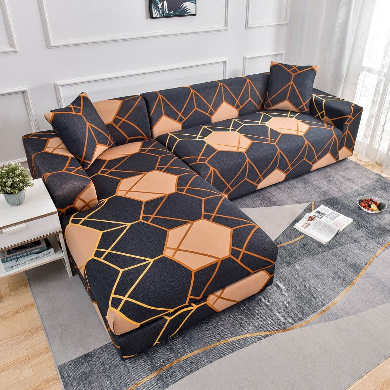 Geometric Sofa Covers for Living Room Elastic Corner Couch Cover L ...