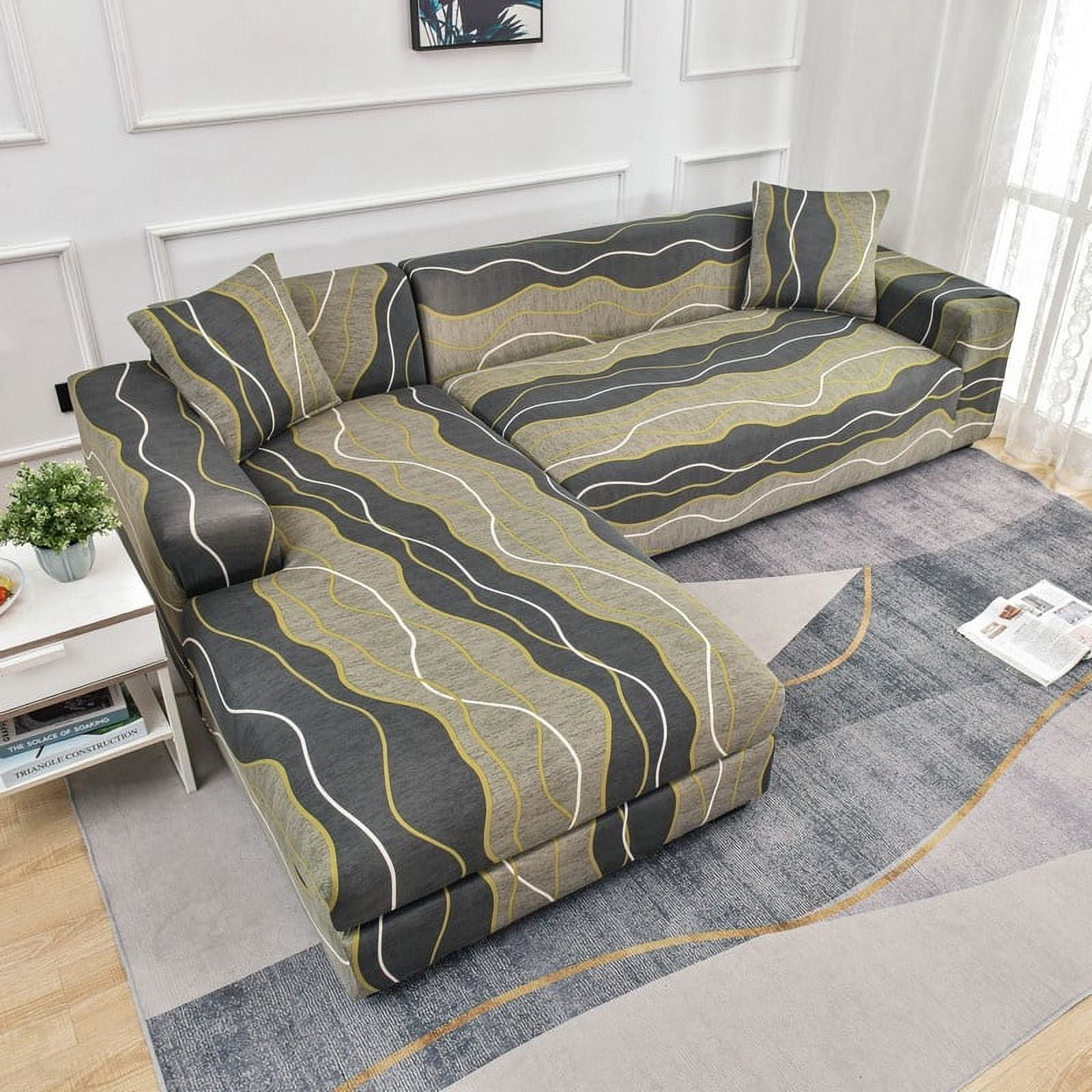 Geometric Sofa Covers for Living Room Elastic Corner Couch Cover ...