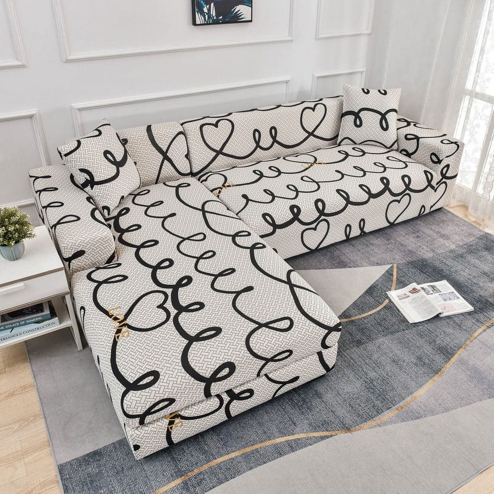 Geometric Sofa Covers for Living Room Elastic Corner Couch Cover ...