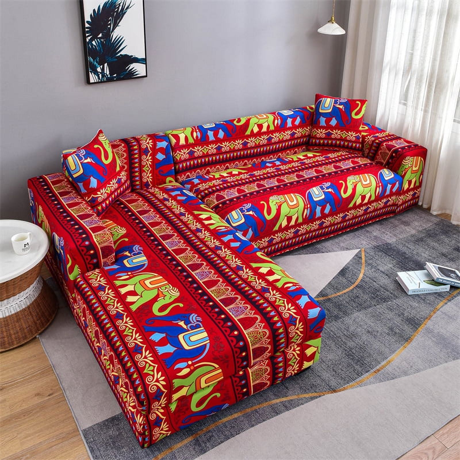 Geometric Sofa Covers for Living Room Elastic Corner Couch Cover ...