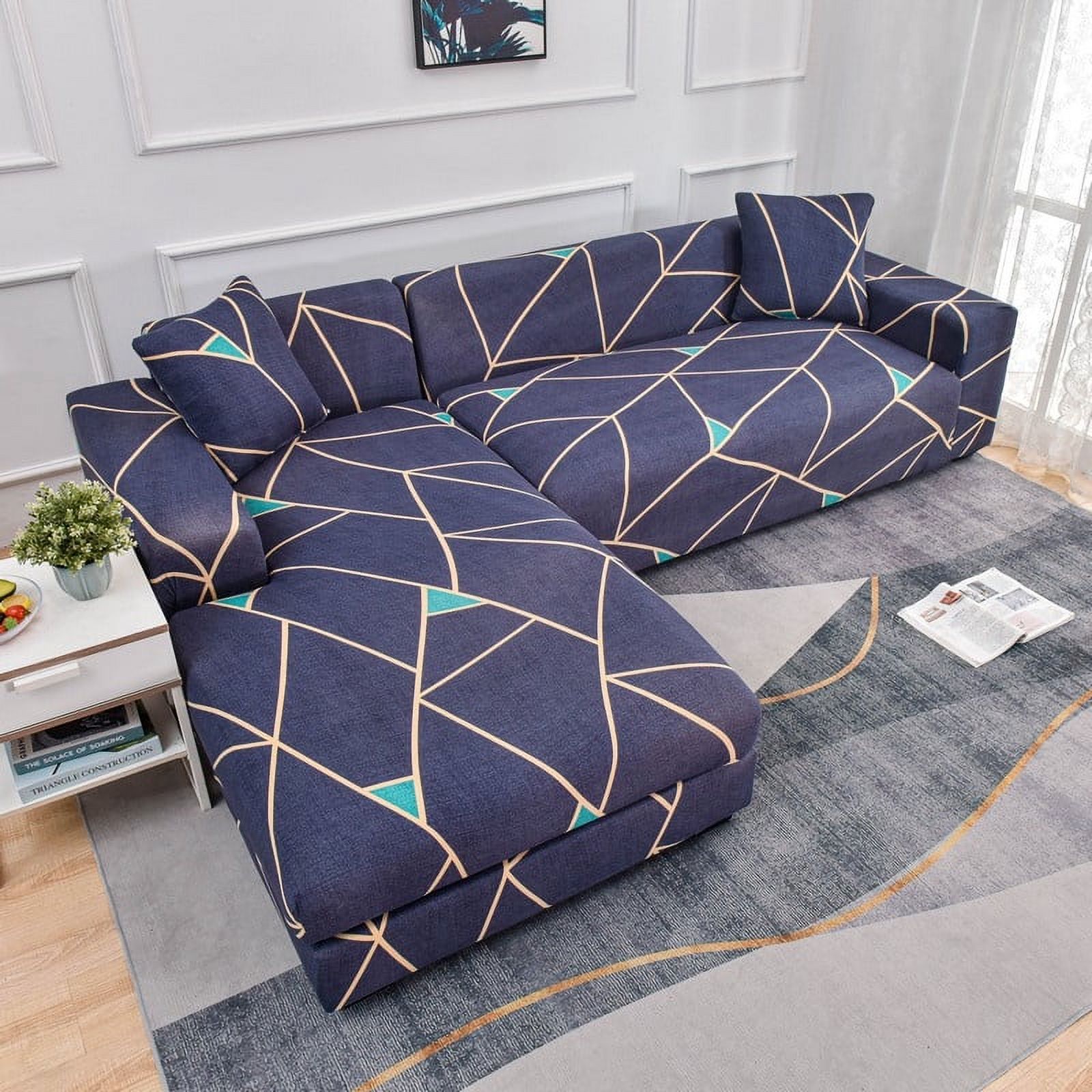 Geometric Sofa Covers for Living Room Elastic Corner Couch Cover ...