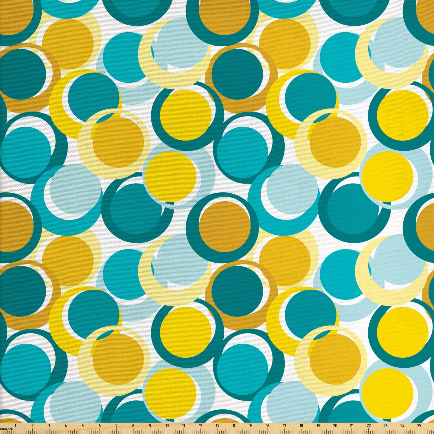 Ambesonne Geometric Fabric by the Yard Upholstery, Nested Circle and ...