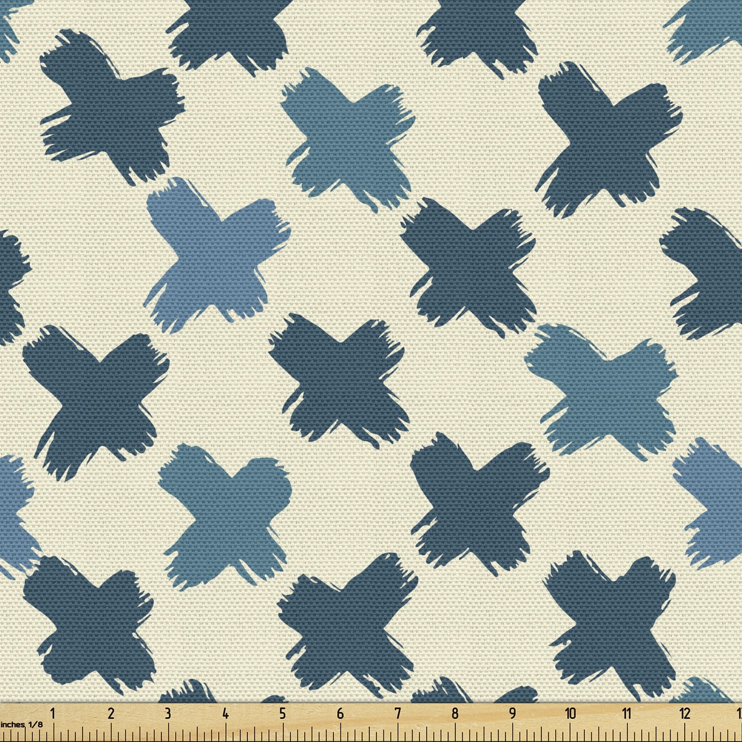 Ambesonne Geometric Fabric by the Yard Upholstery, Grunge Brushed X ...