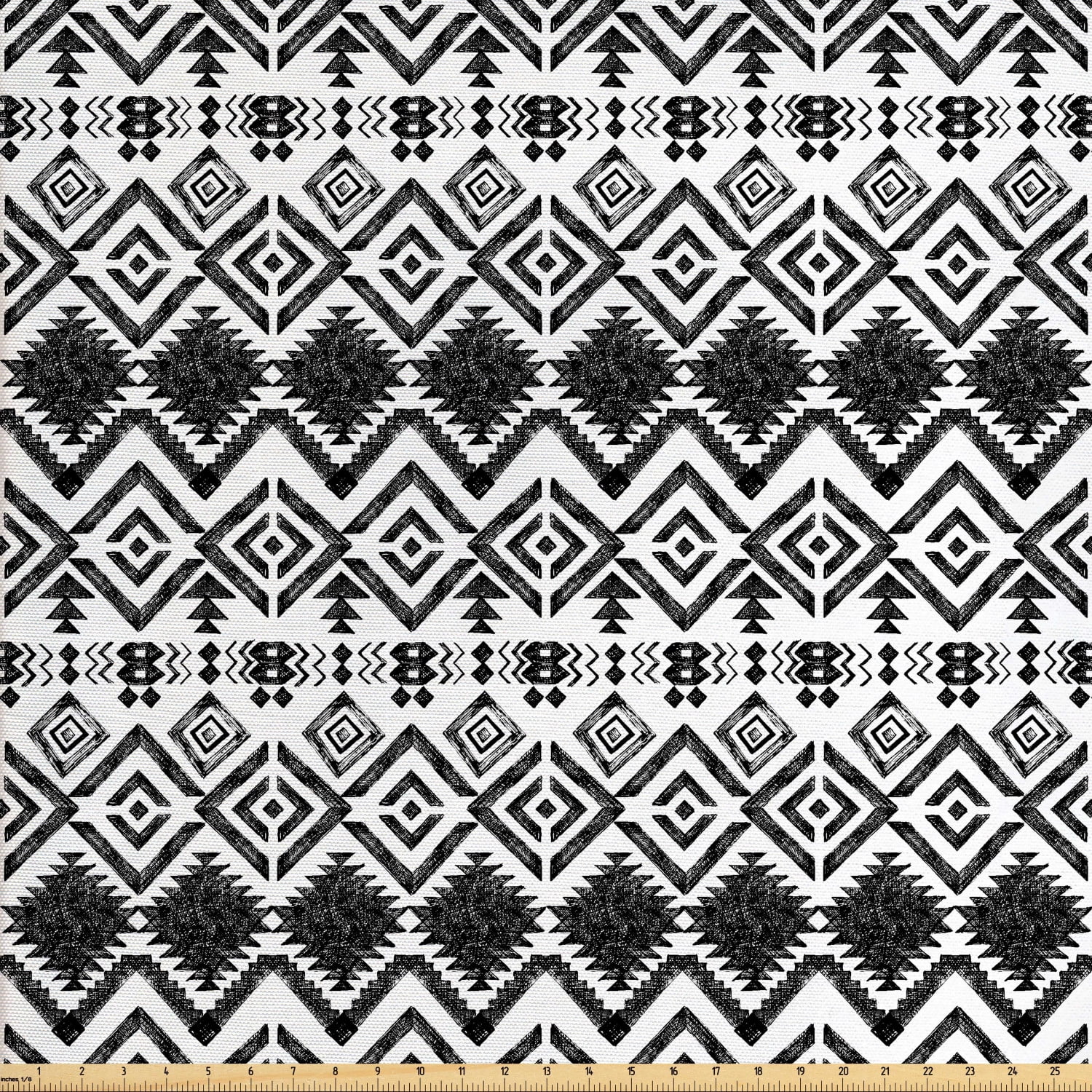 Ambesonne Geometric Fabric by the Yard Upholstery, Hand Drawn Pattern ...