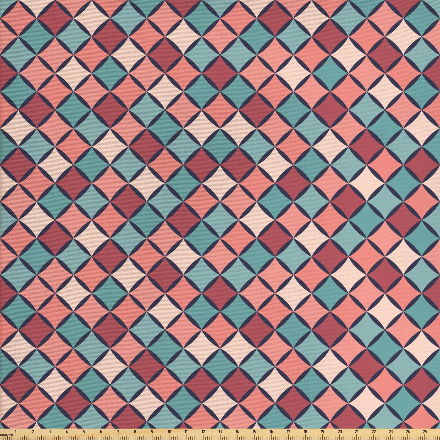 Ambesonne Geometric Fabric by the Yard Upholstery, Retro Style ...