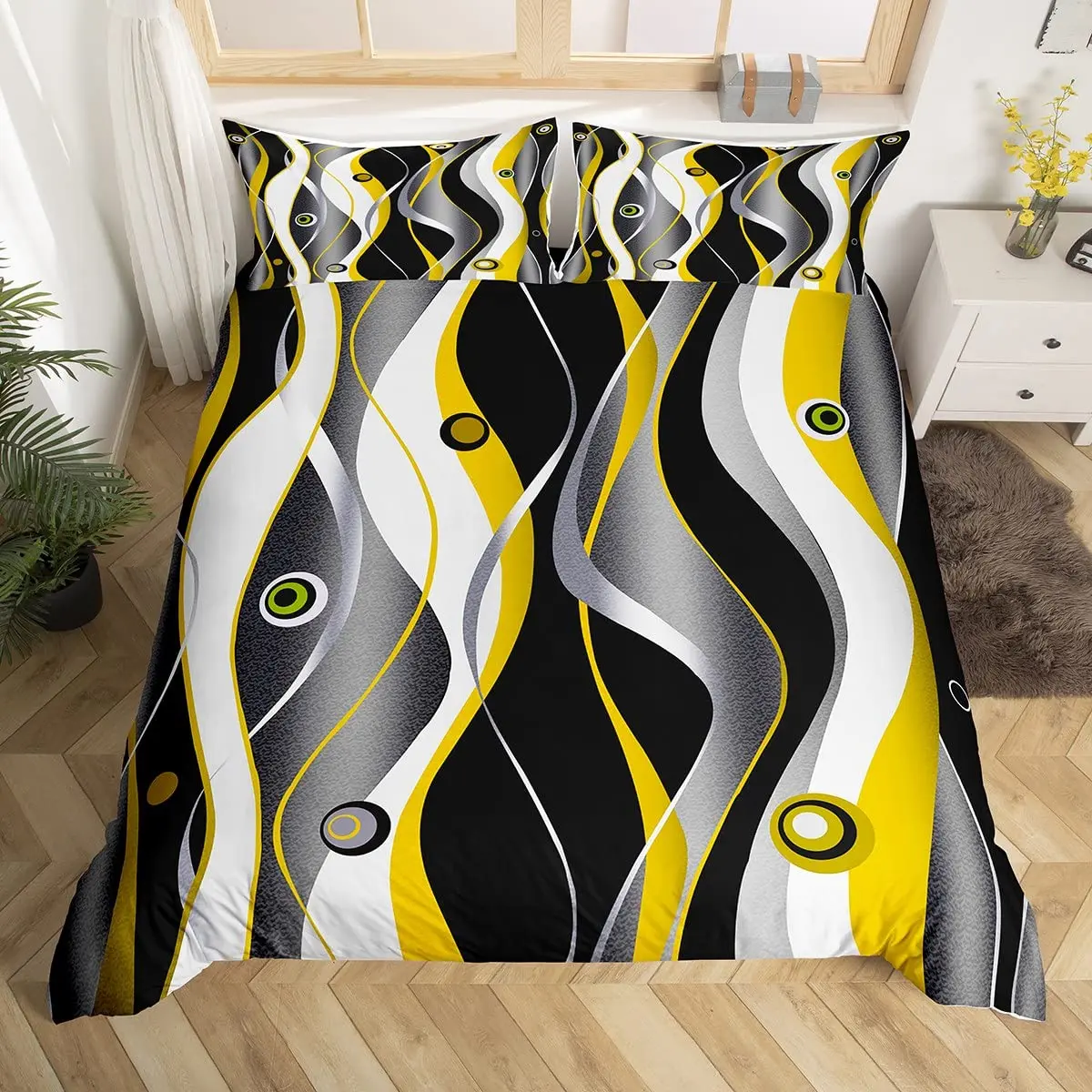 Geometric Spiral Duvet Cover Modern Abstract Stripe Lines Bedding Set ...