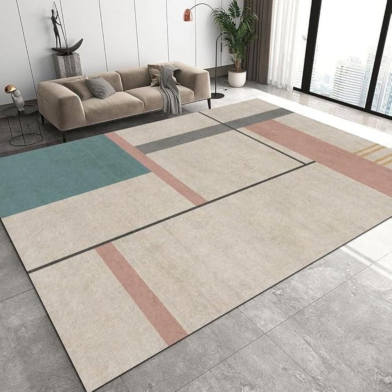 Geometric Splicing Large Area Rug, Abstract Art Runner Rugs, Non-Slip ...