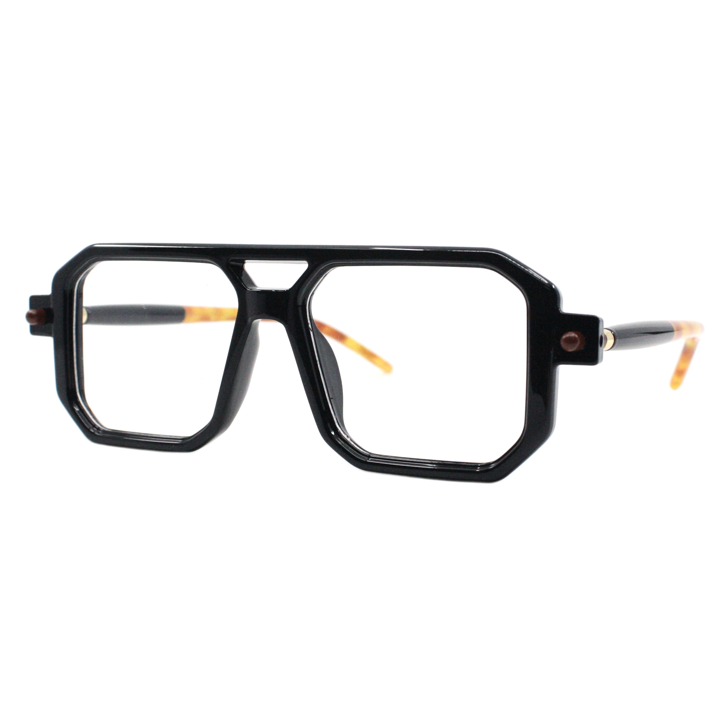 Geometric Square Flat Top Sunglasses Retro Unisex UV 400 Black Tortoise ...