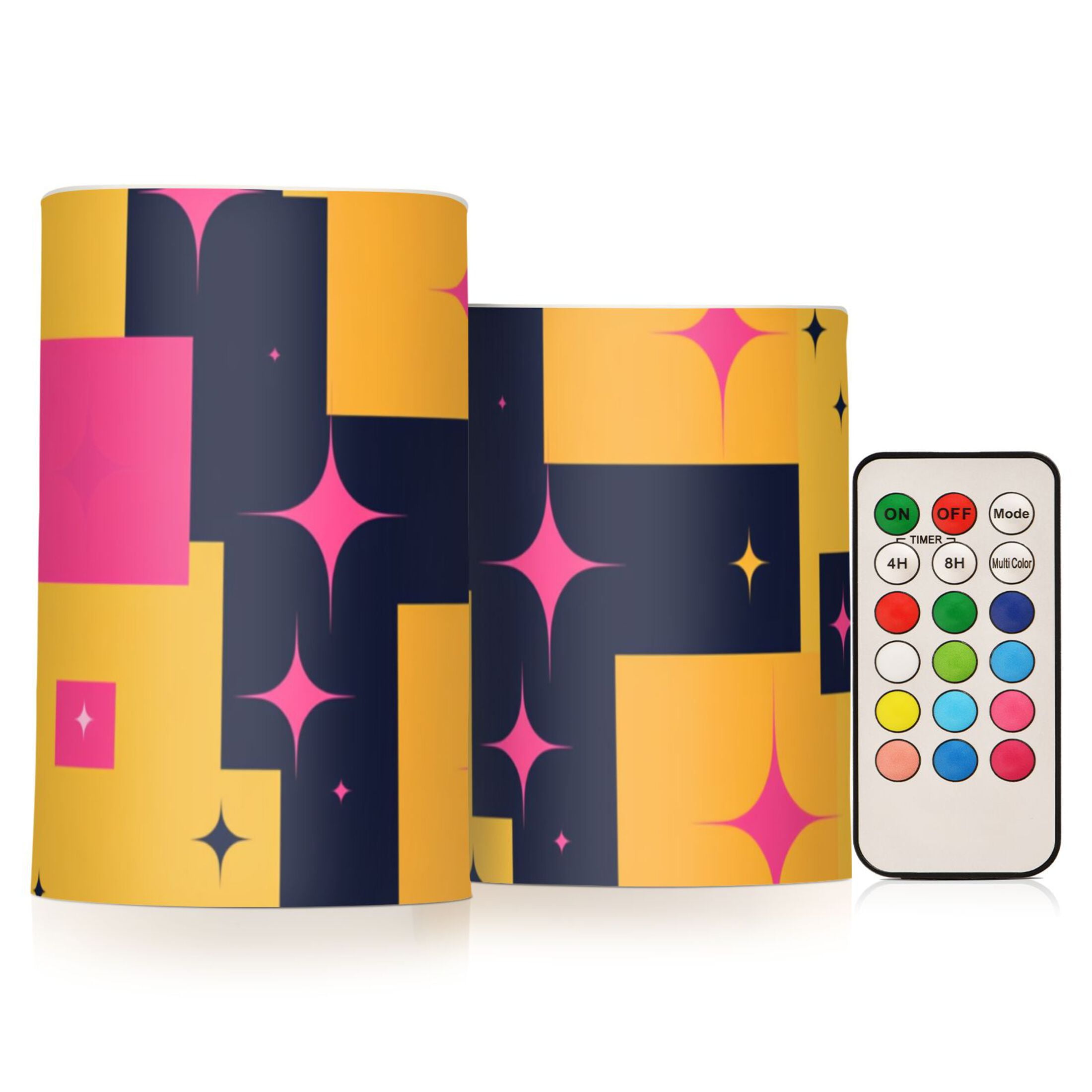 Geometric Square Patterns Stars Flickering Flameless Candles LED ...