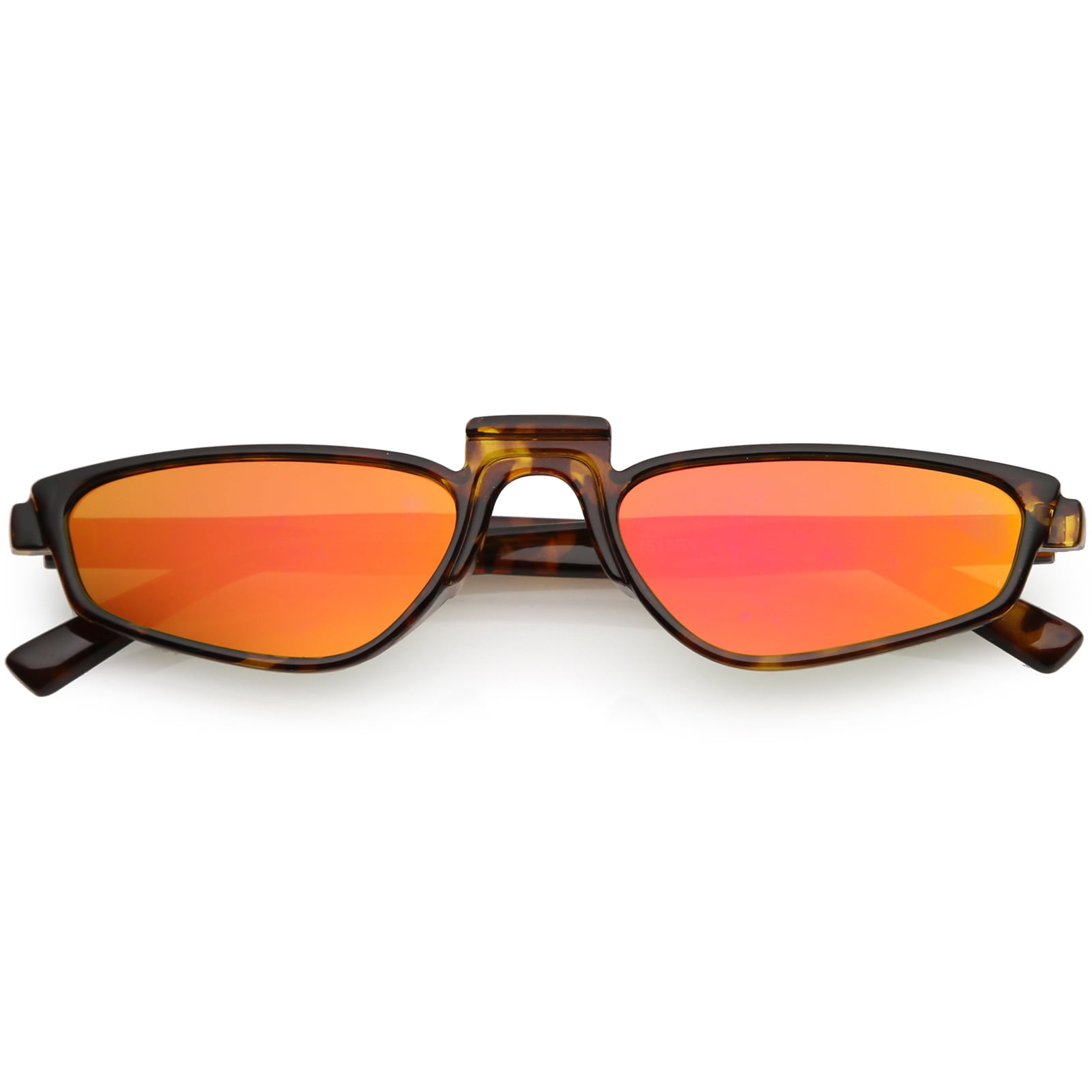 Geometric Square Raised Nose Bridge Mirrored Lens Rectangle Sunglasses ...