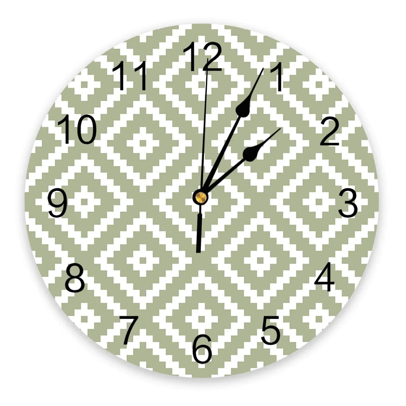 Geometric Square Textured Sage Green Wall Clock Large Modern Kitchen ...