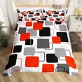 Geometric Squares Duvet Cover Set Red Beige Circle Bedding Set Modern ...