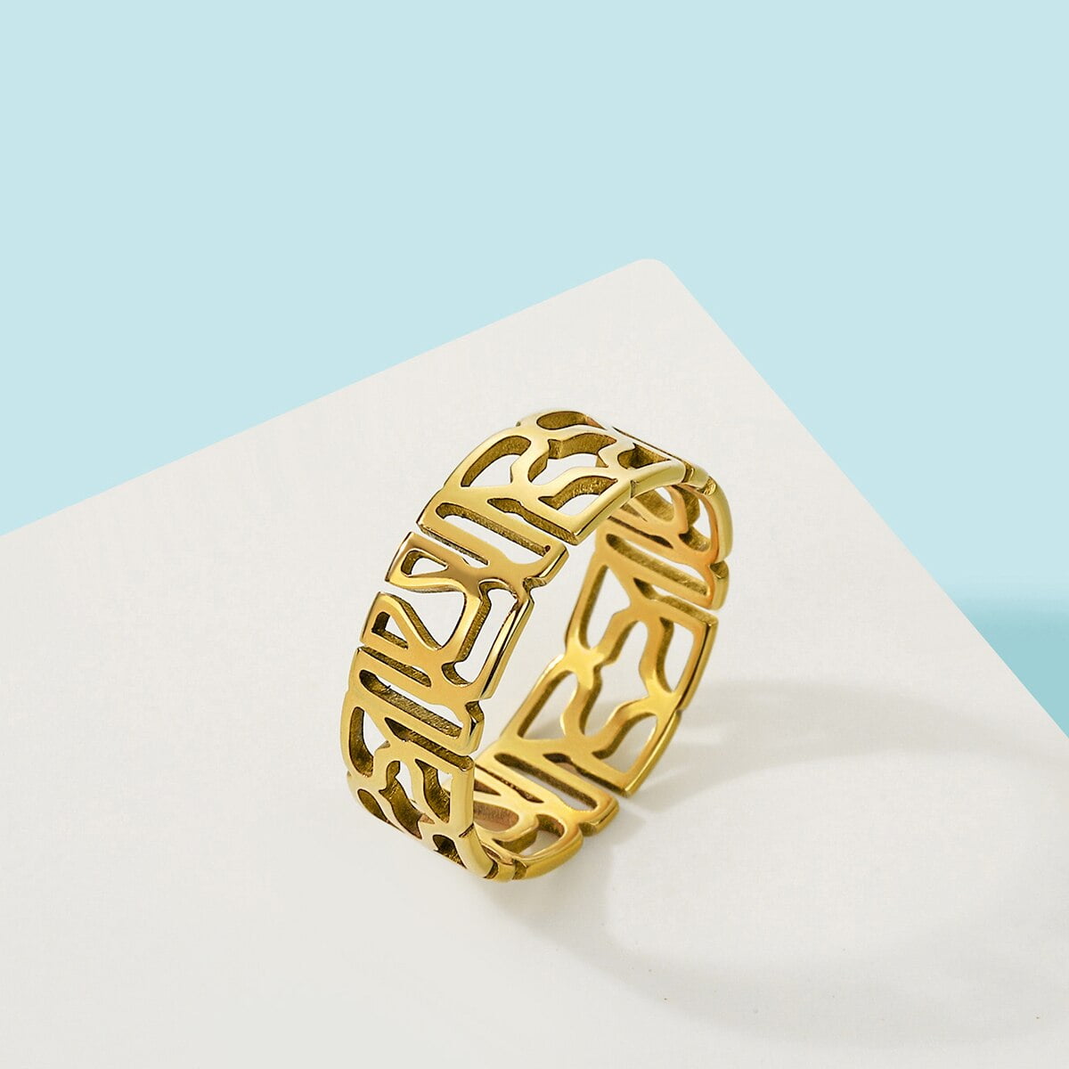 Geometric Stacking Ring Pattern Filigree Style Wedding Band Ring 3d ...