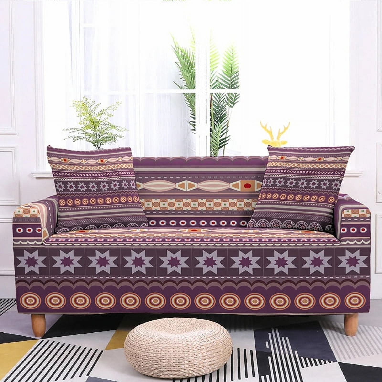 Geometric Star Cartoon Printed Sofa Cover for Living Room Full Set ...