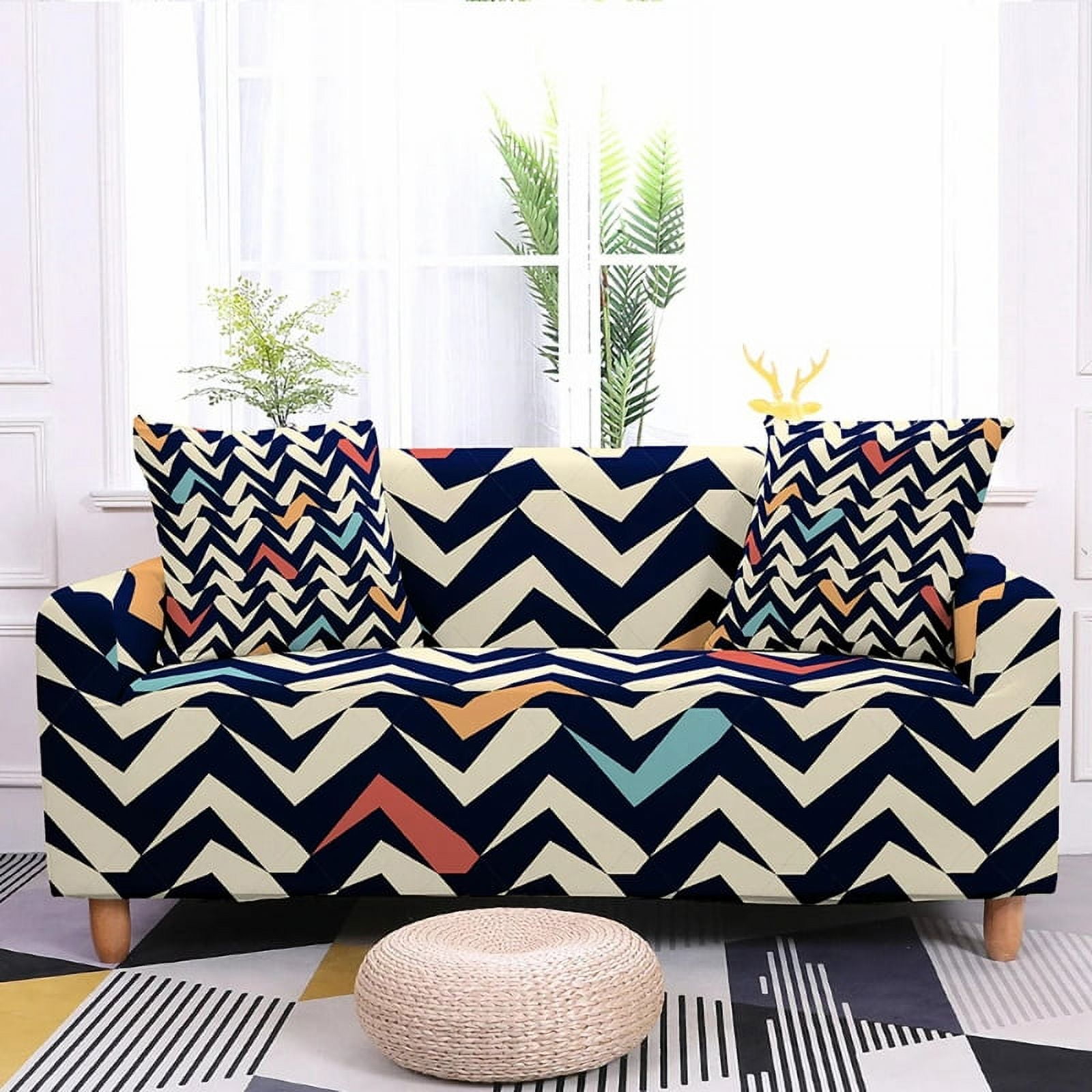Geometric Star Cartoon Printed Sofa Cover for Living Room Full Set ...