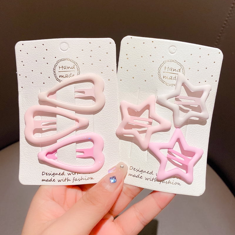 Geometric Stars Hair Clips for Girls in Coffee and Pink Colors 3 Piece ...