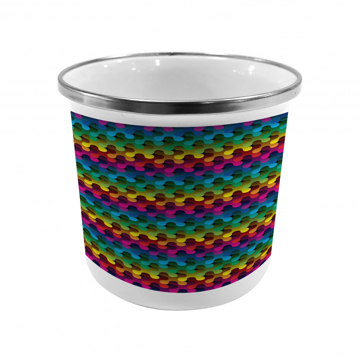 Geometric Steel Camping Mug, Trippy Digital Gradient Puzzle Style ...