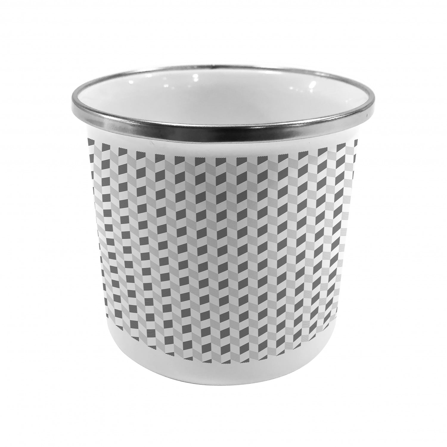 Geometric Steel Camping Mug, Zig Zag Herrigbone Pattern Vertical ...